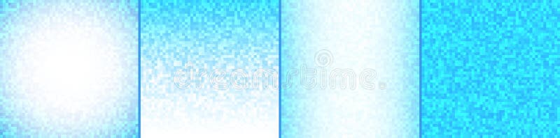 Blue Pixelated Backgrounds. Set of Abstract Technology Pixel ...