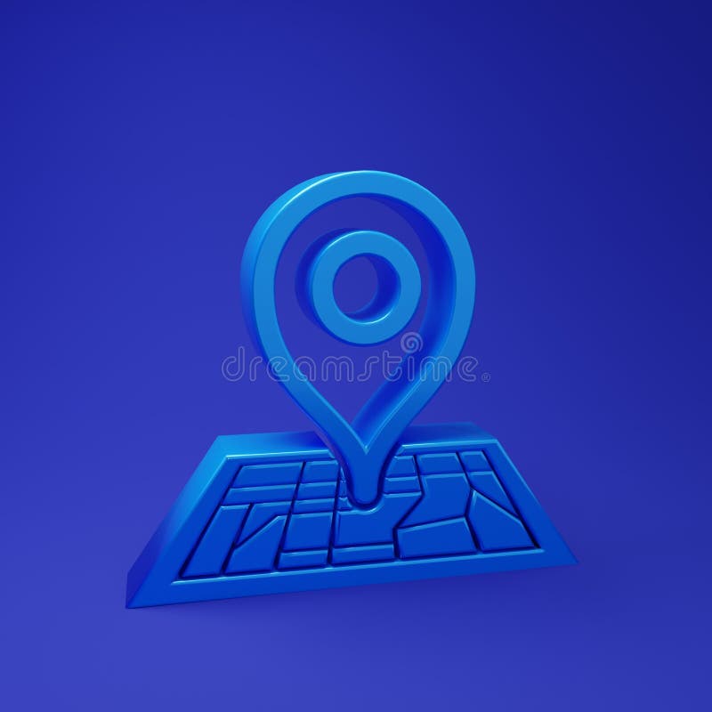 Blue Placeholder on Map Paper in Perspective Icon Isolated on Blue ...