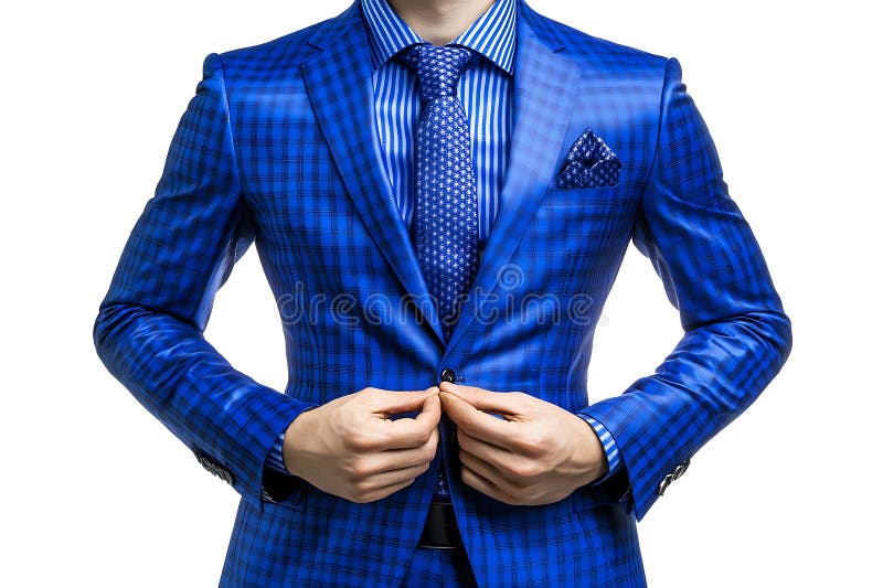 Blue Plaid Suit with Tie and Pocket Square Stock Illustration ...