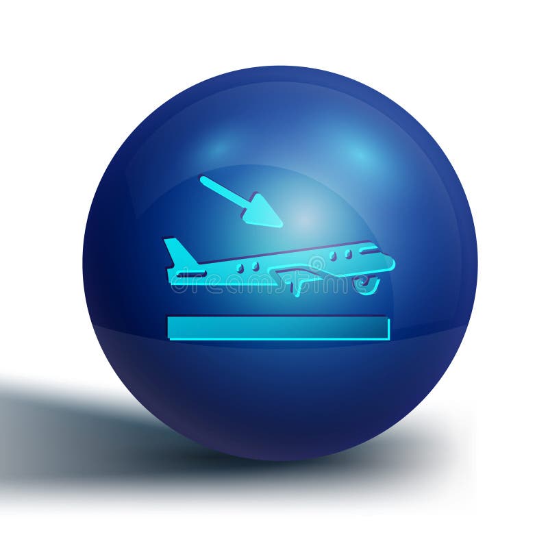 Blue Plane Landing Icon Isolated on White Background. Airplane ...