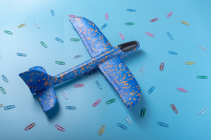 Blue Plane among Multicolored Figures. Different Shapes and Patterns ...