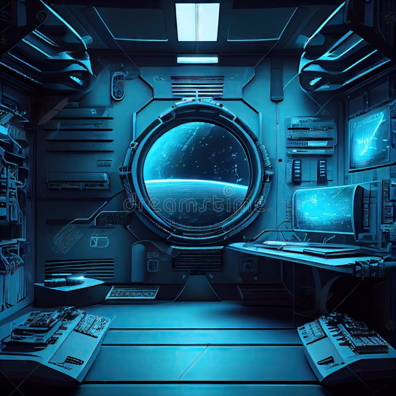 Blue Planet Computer Technology Concept Sci-fi Futuristic Interior ...