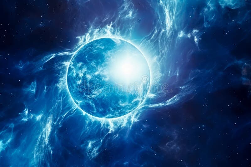 Blue planet in deep space. stock image. Image of orbit - 301909577