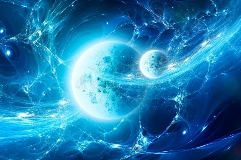 Blue planet in deep space. stock photo. Image of outer - 302068798