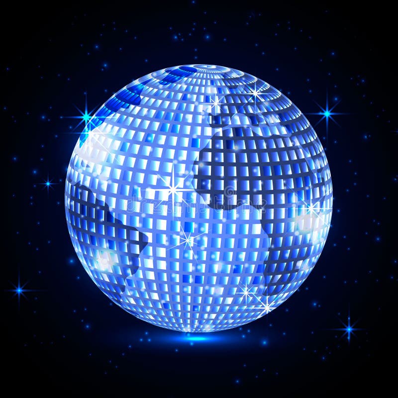 Blue planet disco ball stock vector. Illustration of modern - 115598452