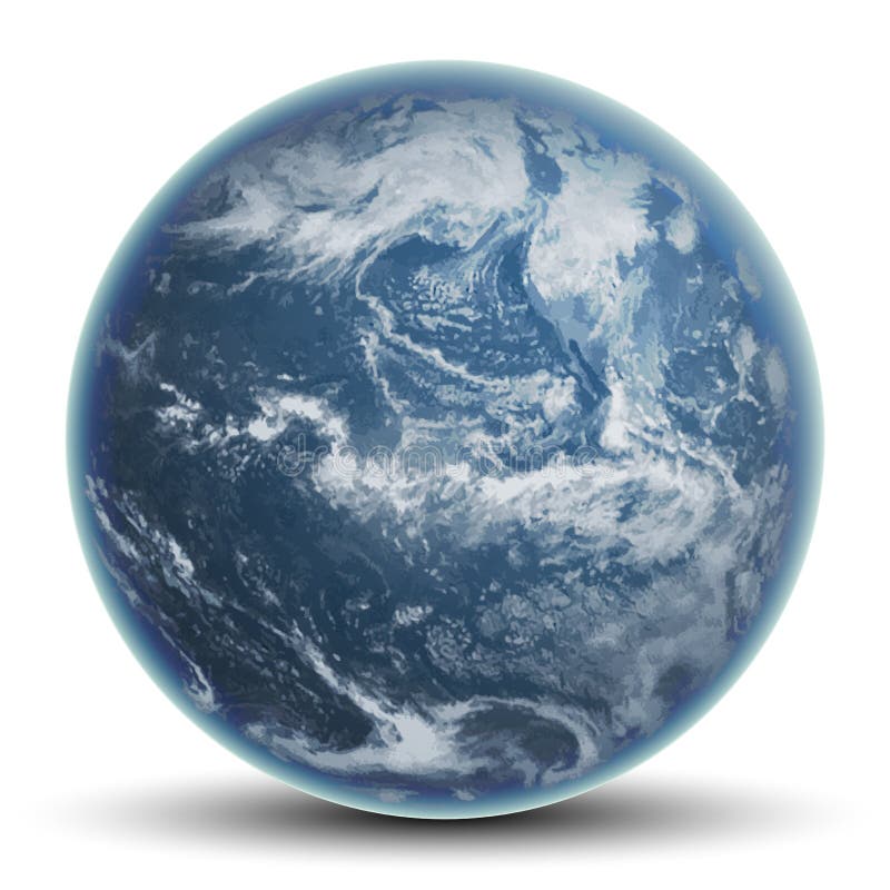 Blue Planet Earth Covered with Clouds. Highly Realistic Illustration ... Blue Planet Earth Covered with Clouds. Highly Realistic Illustration ...