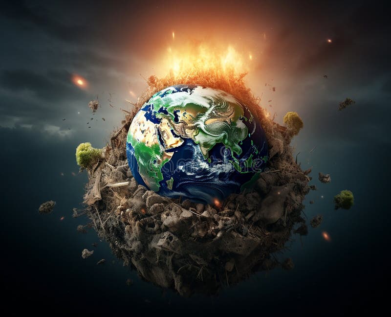 The Blue Planet Earth is in Pile of Various Dirty Garbage Stock ...