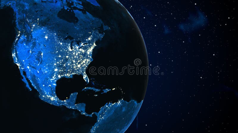 Blue Planet Earth Scene in Space Stock Illustration - Illustration of ...