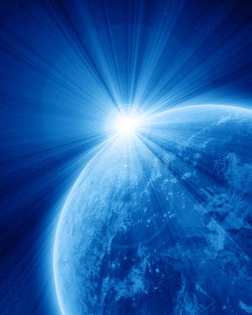 Blue planet earth in space stock illustration. Illustration of flame ...
