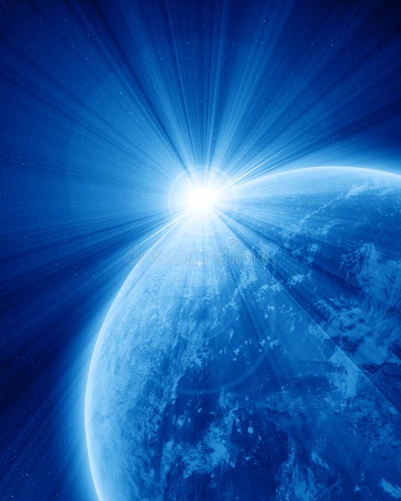 Blue planet earth in space stock illustration. Illustration of flame ...