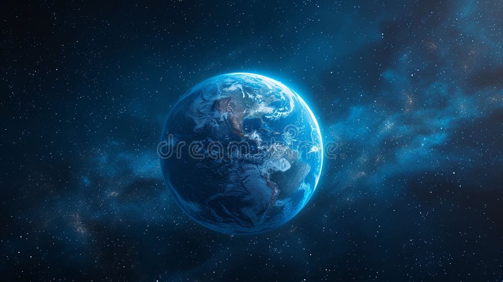 Blue Planet Earth Viewed from Space with a Backdrop of Stars. Stock ...