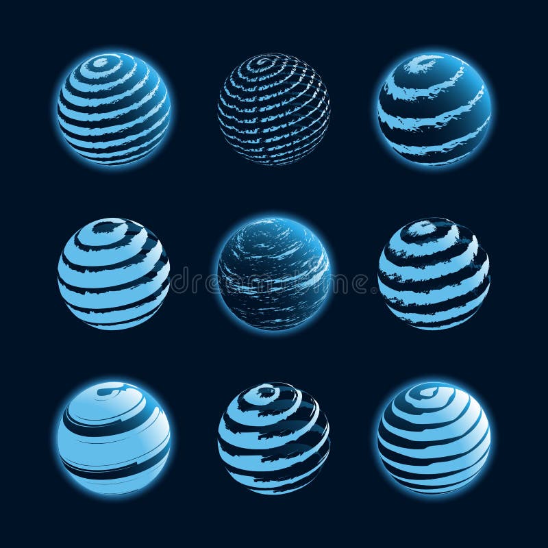 Blue planet icons stock vector. Illustration of orbit - 74387251