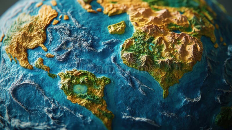 Blue Planet Model Featuring Continents and Oceans in Vivid Detail Stock ...