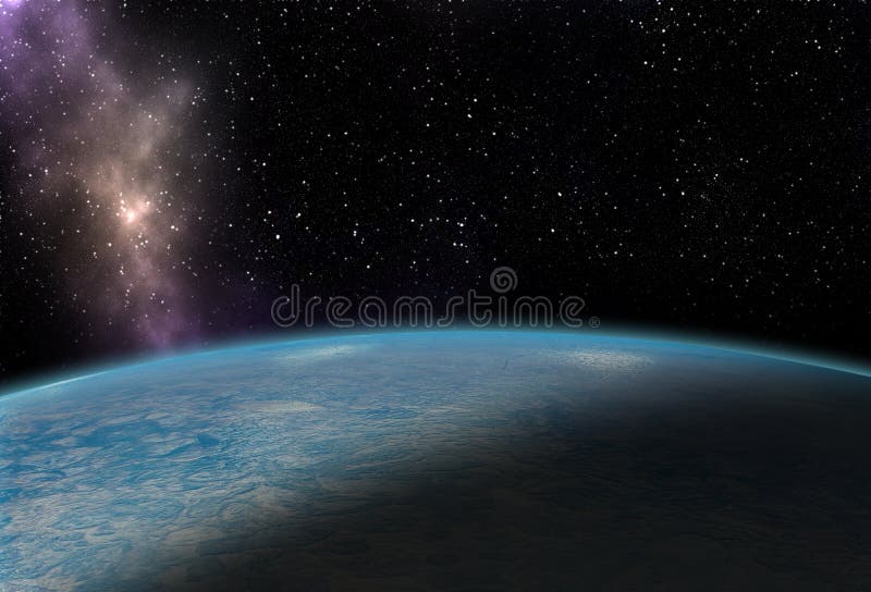 Blue Planet in Outer Space with Stars. Stock Illustration ...