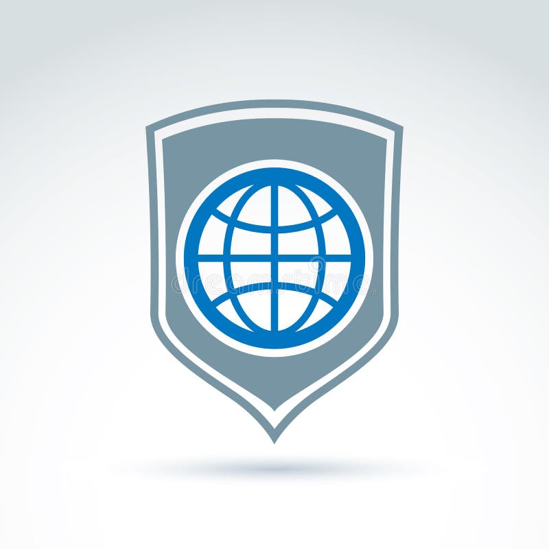 Blue Planet Placed on a Shield, Save Earth Conceptual Symbol. Ec Stock ...