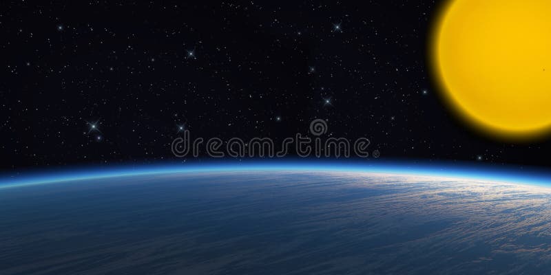 Blue Planet with Bright Star. Stock Illustration - Illustration of ...