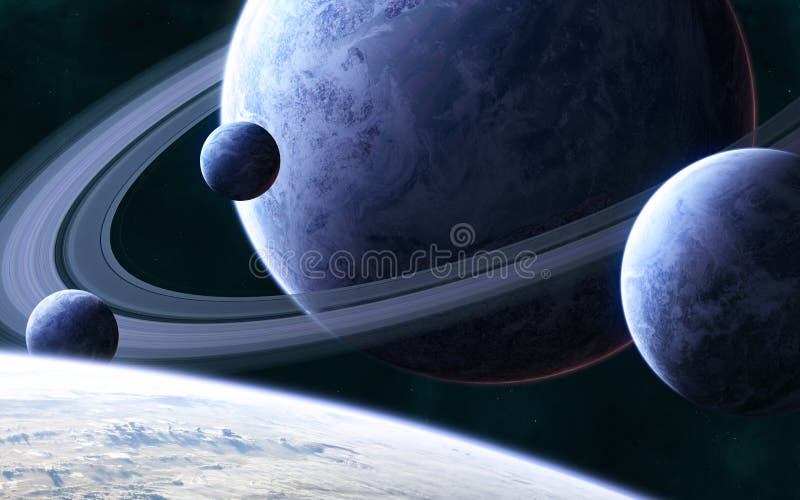 Blue Planet with a System of Rings and Satellites in Deep Space ...
