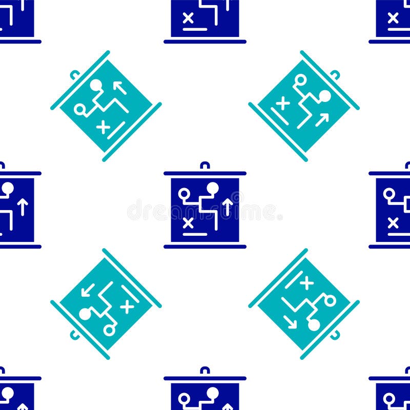 Blue Planning Strategy Concept Icon Isolated Seamless Pattern on White ...