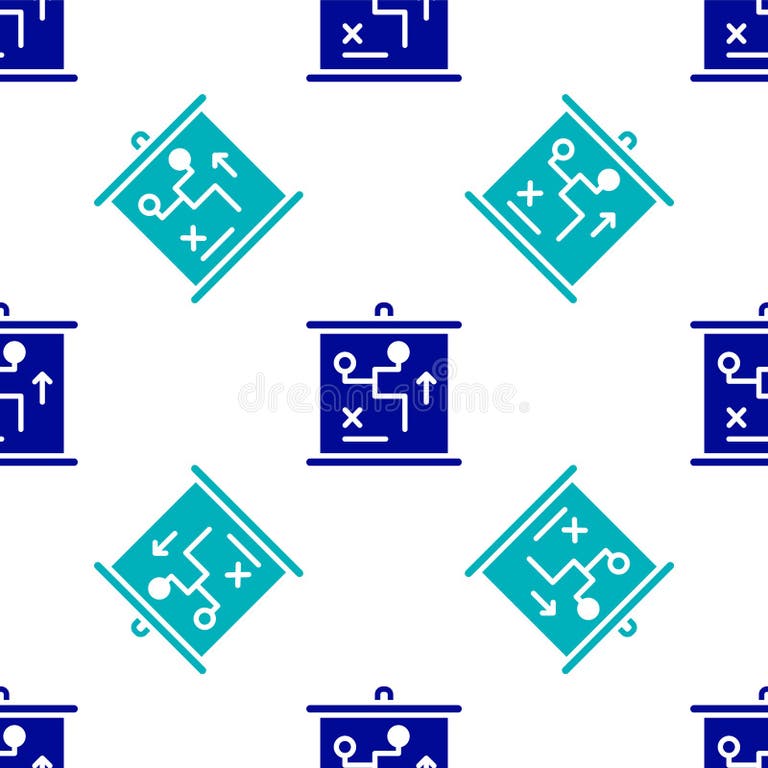 Blue Planning Strategy Concept Icon Isolated Seamless Pattern on White ...