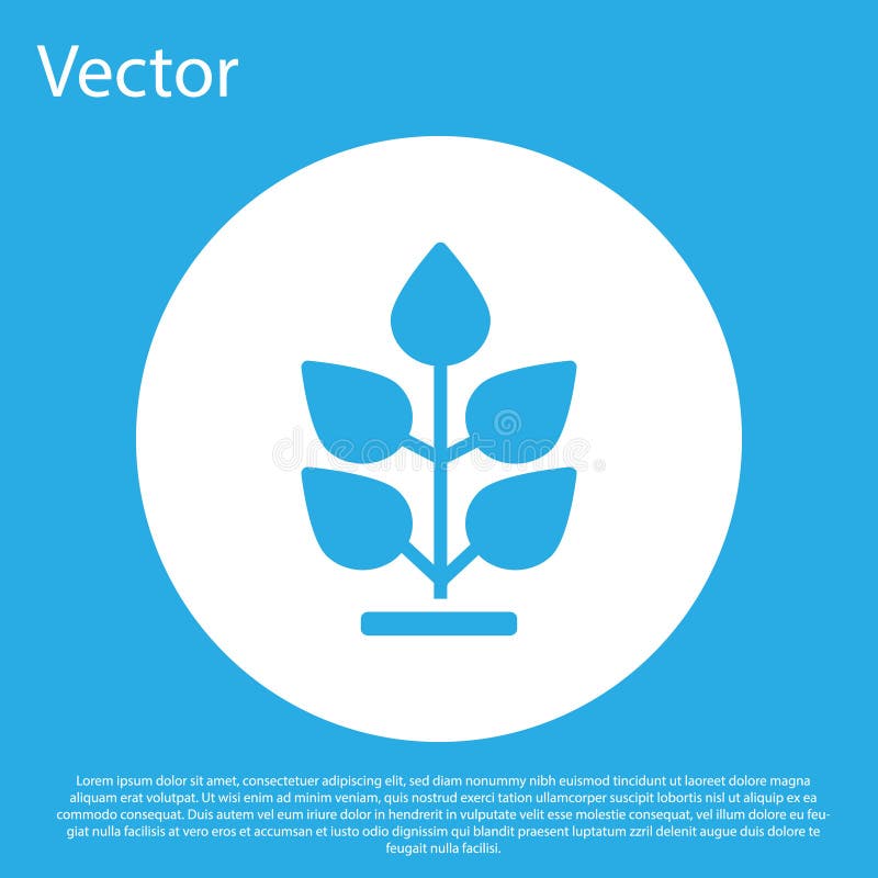Blue Plant Icon Isolated on Blue Background. Seed and Seedling. Leaves ...