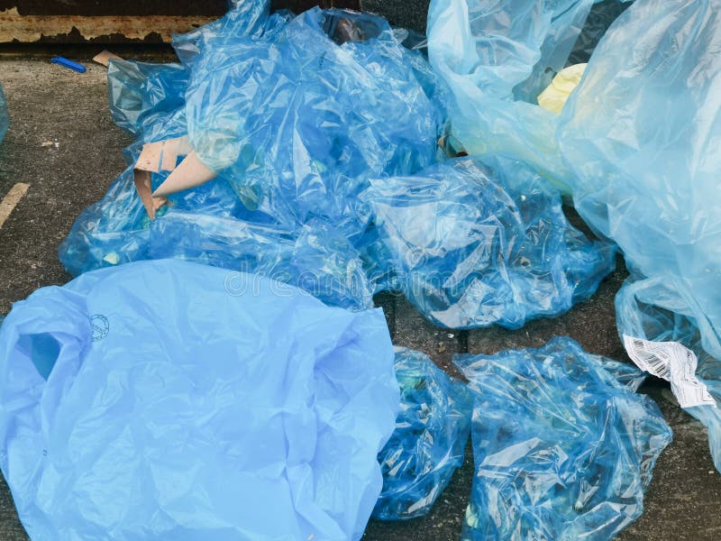 Blue plastic bag stock image. Image of snow, plastic - 170423943