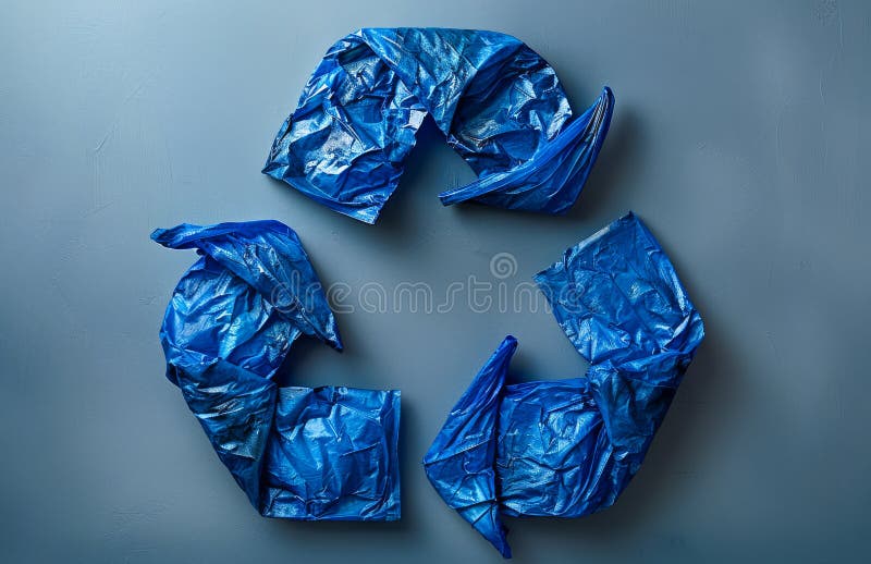 A Blue Plastic Bag is Cut into a Triangle and a Circle Stock Image ...
