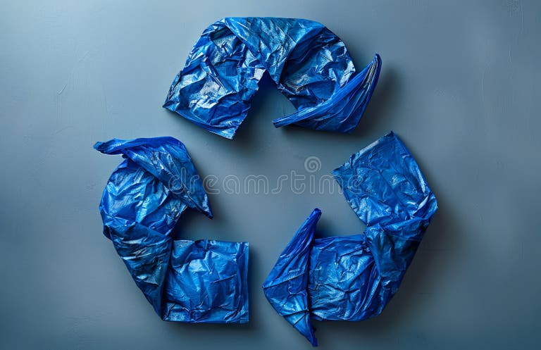 A Blue Plastic Bag is Cut into a Triangle and a Circle Stock Image ...