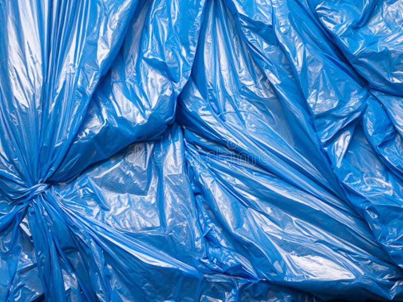 Blue Plastic Bag for Garbage Stock Image - Image of pollution, wrinkled ...