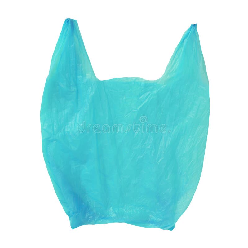 Blue Plastic Bag Isolated on White Stock Photo - Image of single, clear ...