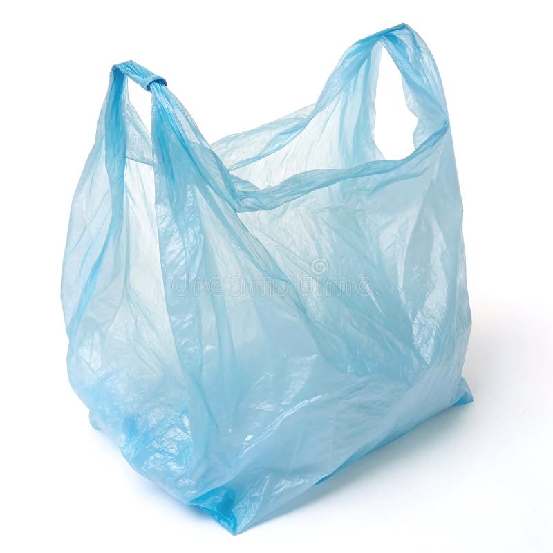A Blue Plastic Bag, Isolated on a White Background. Stock Photo - Image ...