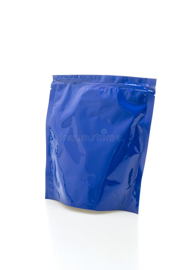 Blue Plastic Bag for Packaging Stock Photo - Image of product ...