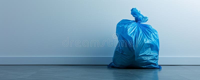 Blue Plastic Bag Sitting on the Floor Stock Image - Image of scene ...