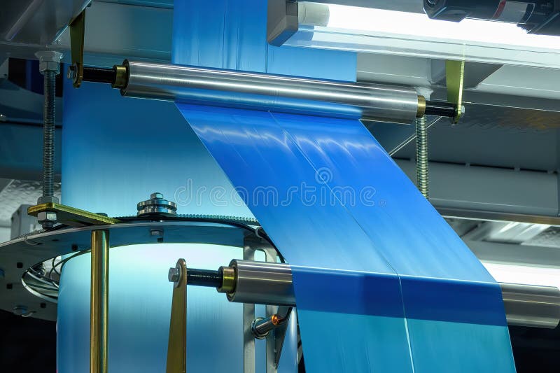 The Blue Plastic Bags Manufacturing Process by Automatic System Stock ...