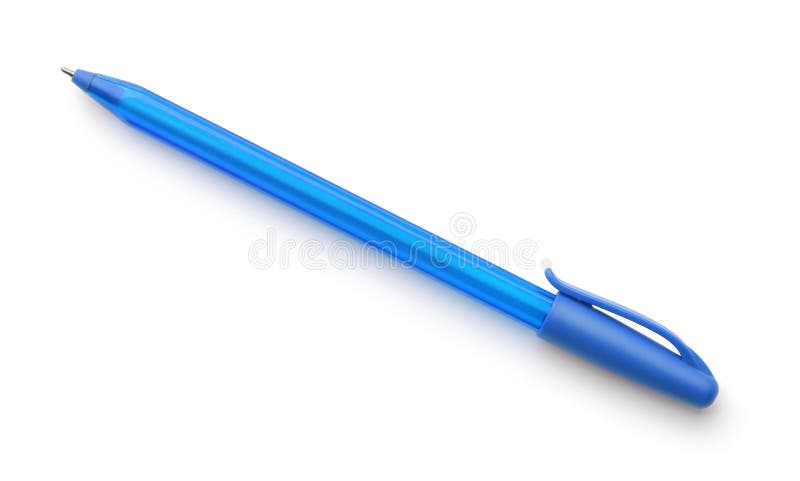 Blue plastic ballpoint pen stock image. Image of office - 205475737