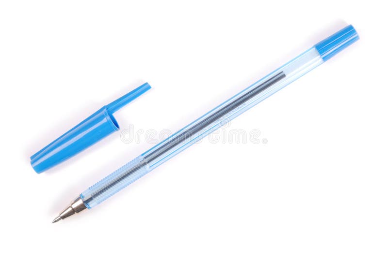 Blue plastic ballpoint pen stock photo. Image of color - 81121038
