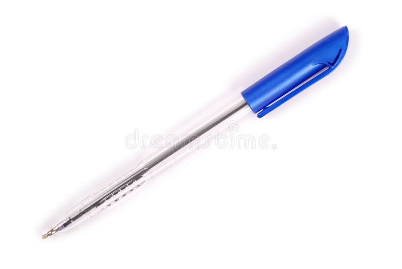 Blue plastic ballpoint pen stock image. Image of equipment - 82874379