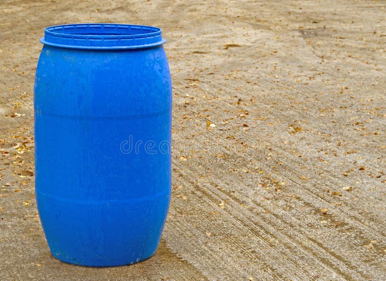 Blue plastic barrel stock photo. Image of barrel, outdoors - 16976264
