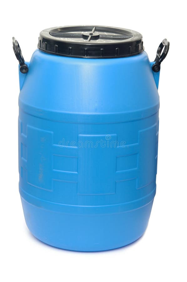 Blue Plastic Barrel Isolated Stock Photo - Image of canister, liquid ...