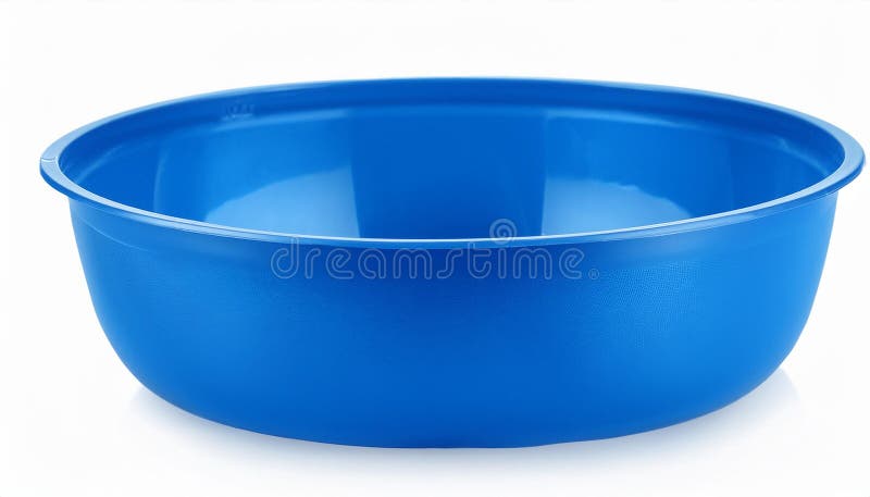 Blue Plastic Basin Isolated on White Background. Container for Water ...