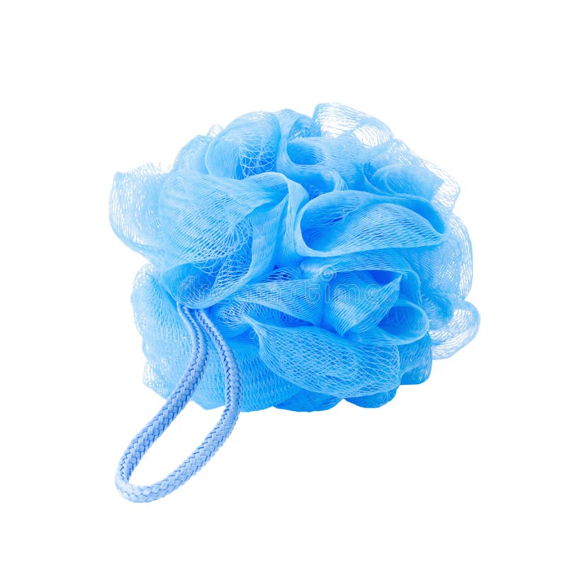 Blue Plastic Bath Puff Isolated on White Stock Image - Image of color ...
