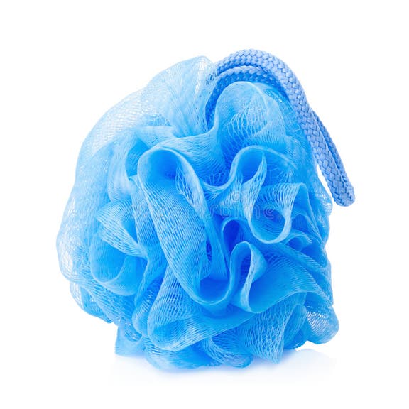 Blue Plastic Bath Puff Isolated on White Stock Image - Image of plastic ...