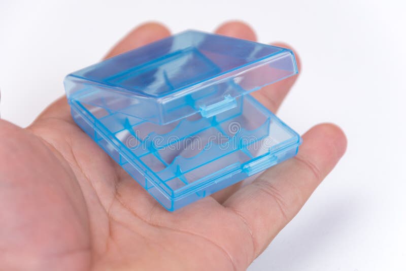 Blue Plastic Battery Holder Stock Photo - Image of technology, volt ...