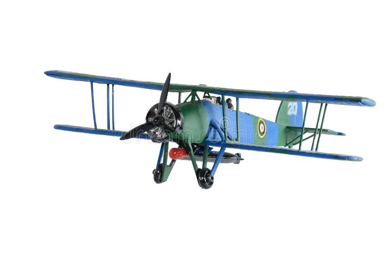 Blue Plastic Biplane Isolated on the White Background Editorial Image ...