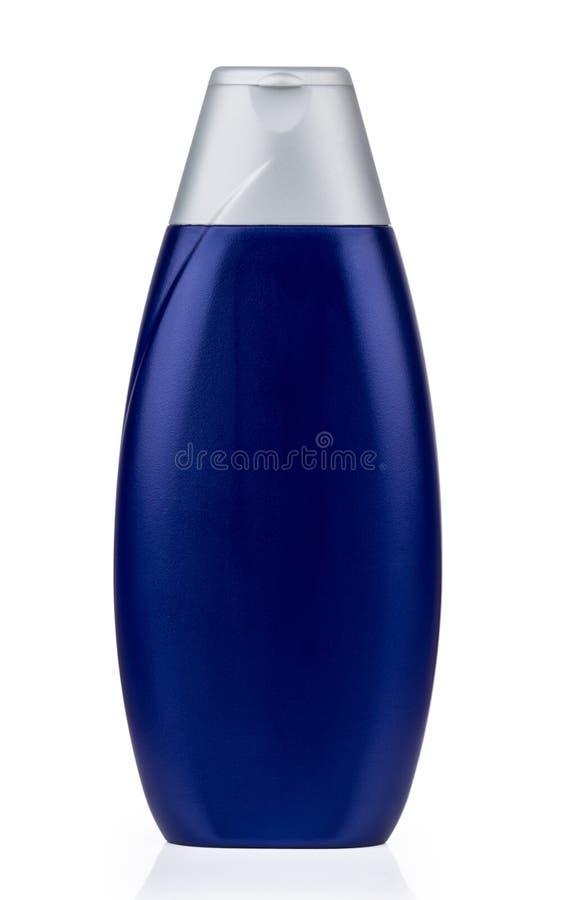 Blue Plastic Bottle with Shampoo Isolated on White Stock Image - Image ...