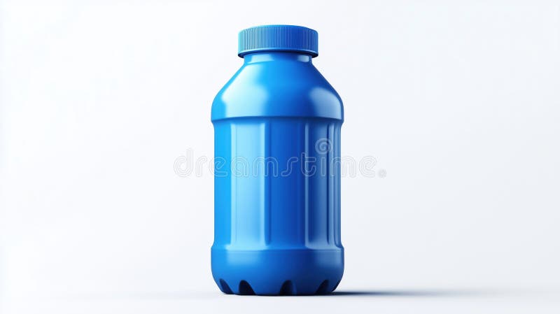 Blue Plastic Bottle, Smooth Surface, Cylindrical Shape, Minimalistic ...