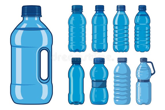 Blue Plastic Bottles Set Simple Vector Art Design Variations Stock Illustration - Illustration ...