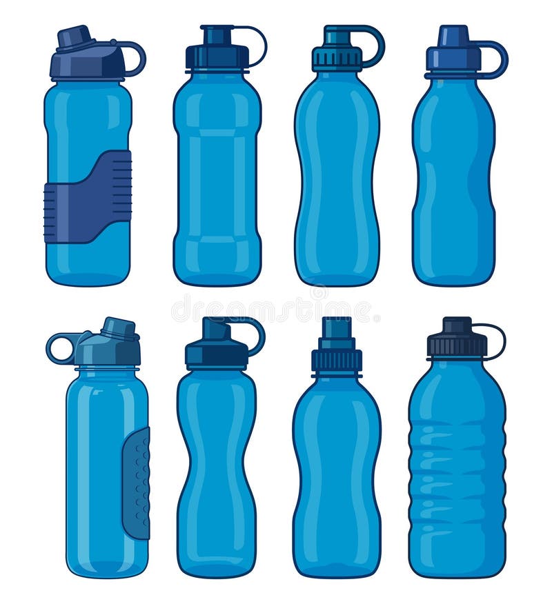 Blue Plastic Bottles Vector Set Design Variations Packaging Stock ...