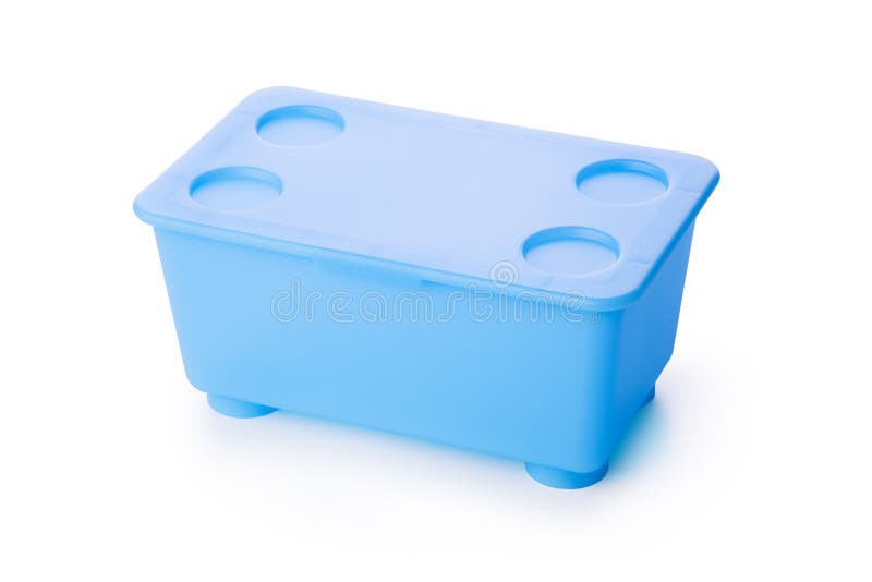 Blue Plastic Box for Pencils or Pens Isolated on White Background Stock ...