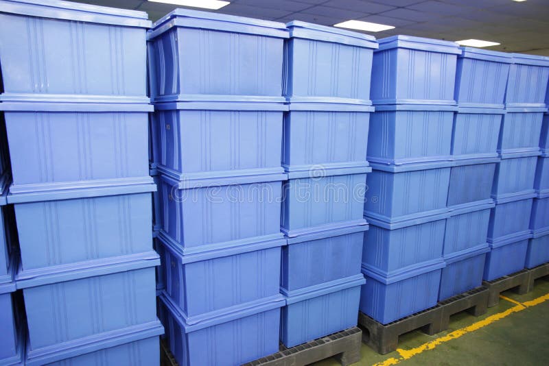 Blue Plastic box products. stock image. Image of production - 30461667