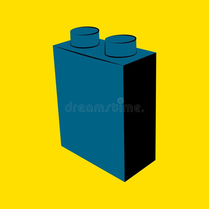 Blue Plastic Brick Block. Retro Geometric Drawing of a Children ...